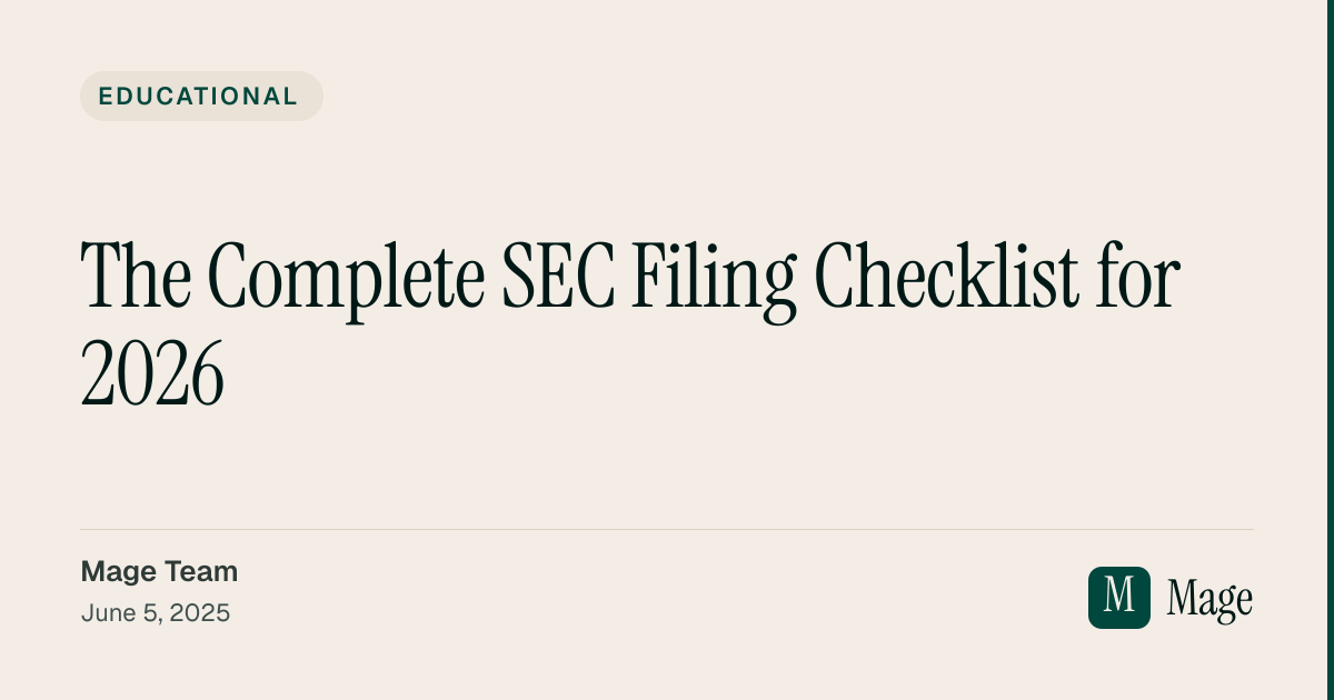 The Complete SEC Filing Checklist for 2026 | Mage